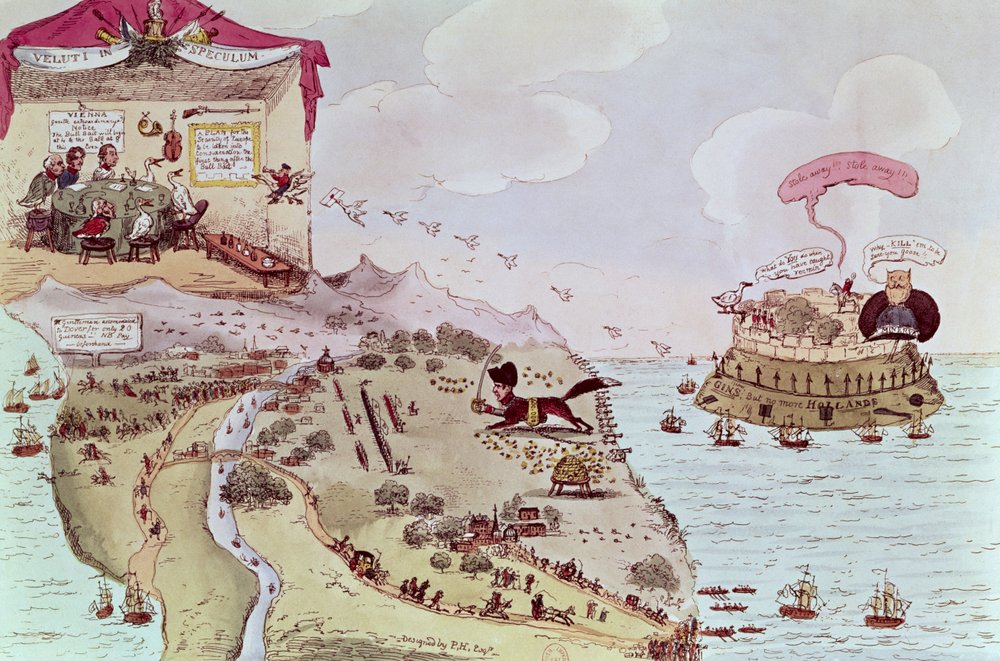 The Fox and the Goose; or Boney Broke Loose!, cartoon of the Congress ...