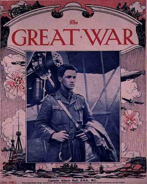 Captain Albert Ball, Front Cover of 'The Great War', Vol. VIII, c.1917