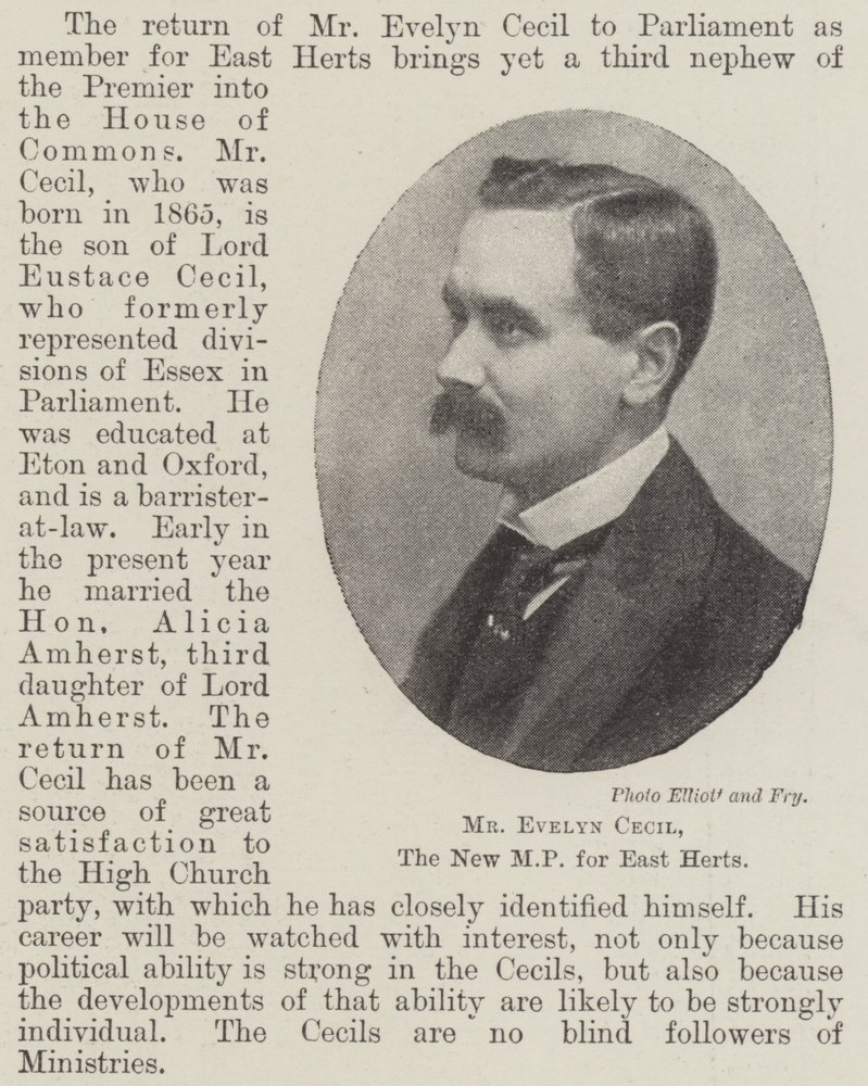 Mr Evelyn Cecil, the New MP for East Herts