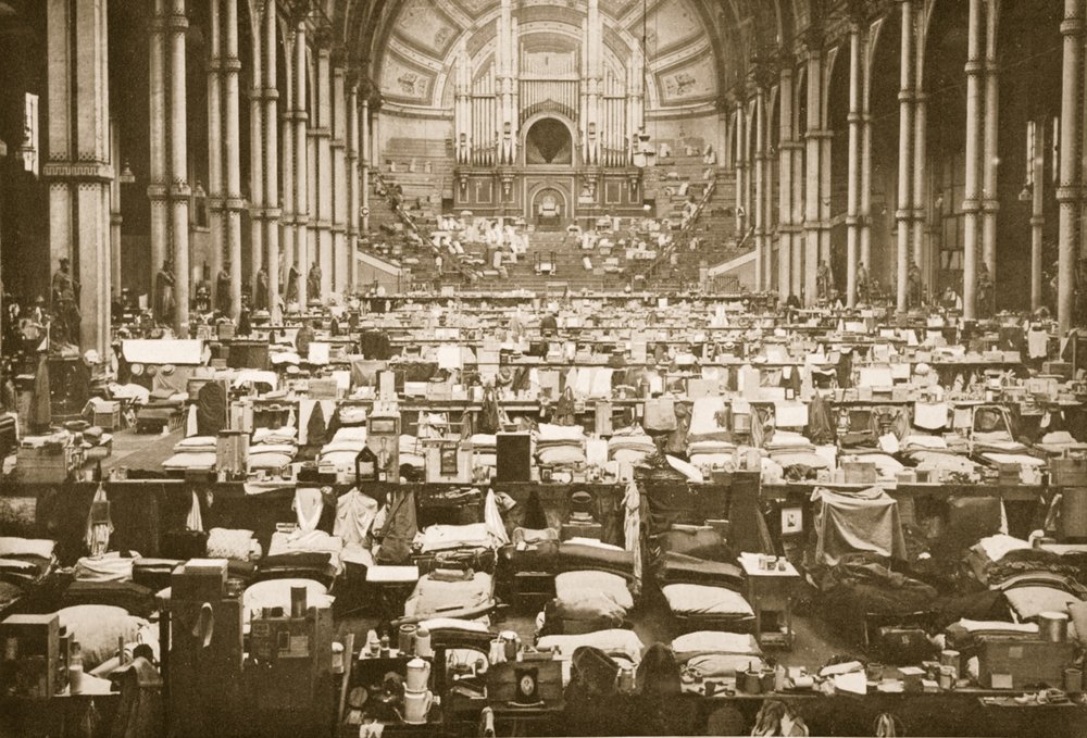 The Sleeping Hall, Alexandra Palace, illustration from German Prisoners ...