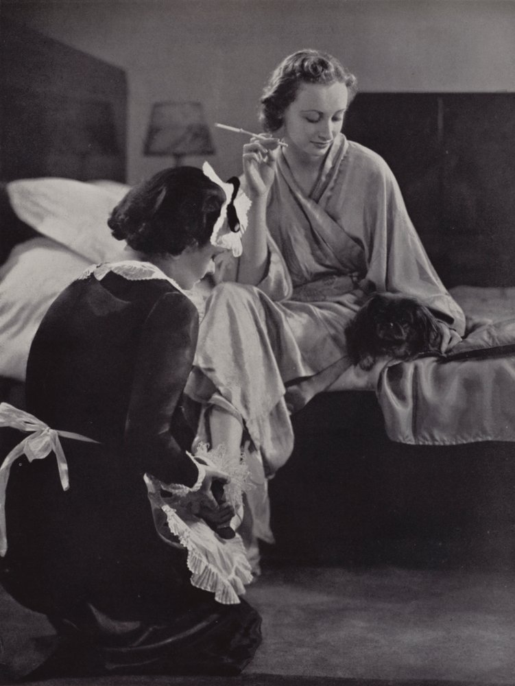 Woman Being Helped to Get Dressed in the Morning by Her Maid, Mayfair ...