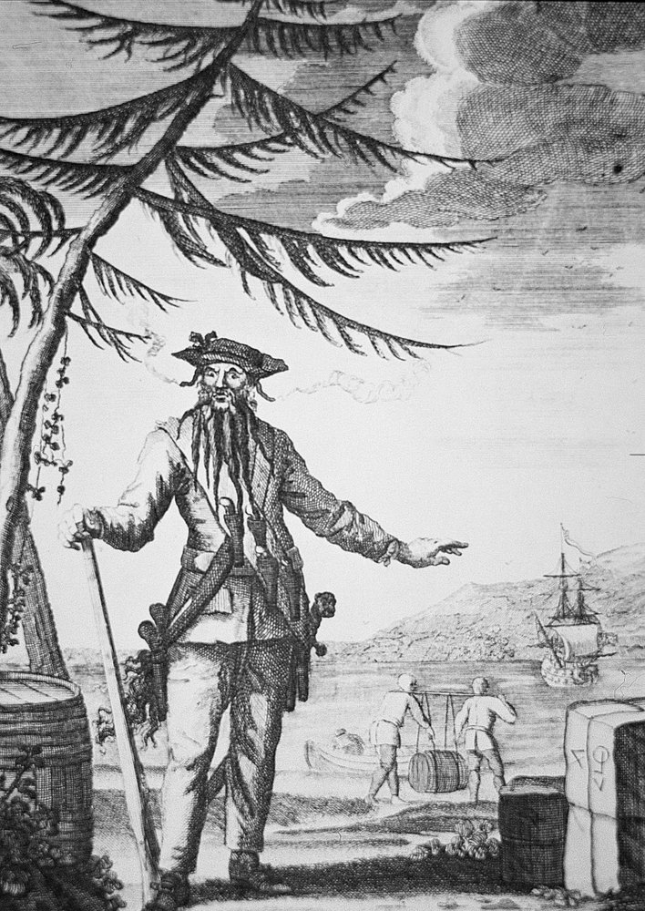 Blackbeard the pirate by English School: Fine art print