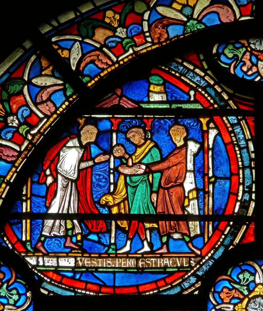 Detail from the Miracle Window depicting pilgrims being healed at St ...