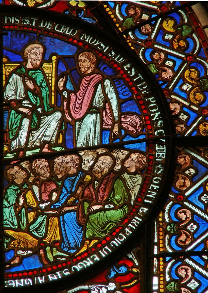 East window of the Trinity Chapel depicting Moses and the Israelites ...