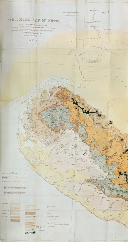 Geological Map of the Kutch Region of India, Geological Survey of India ...