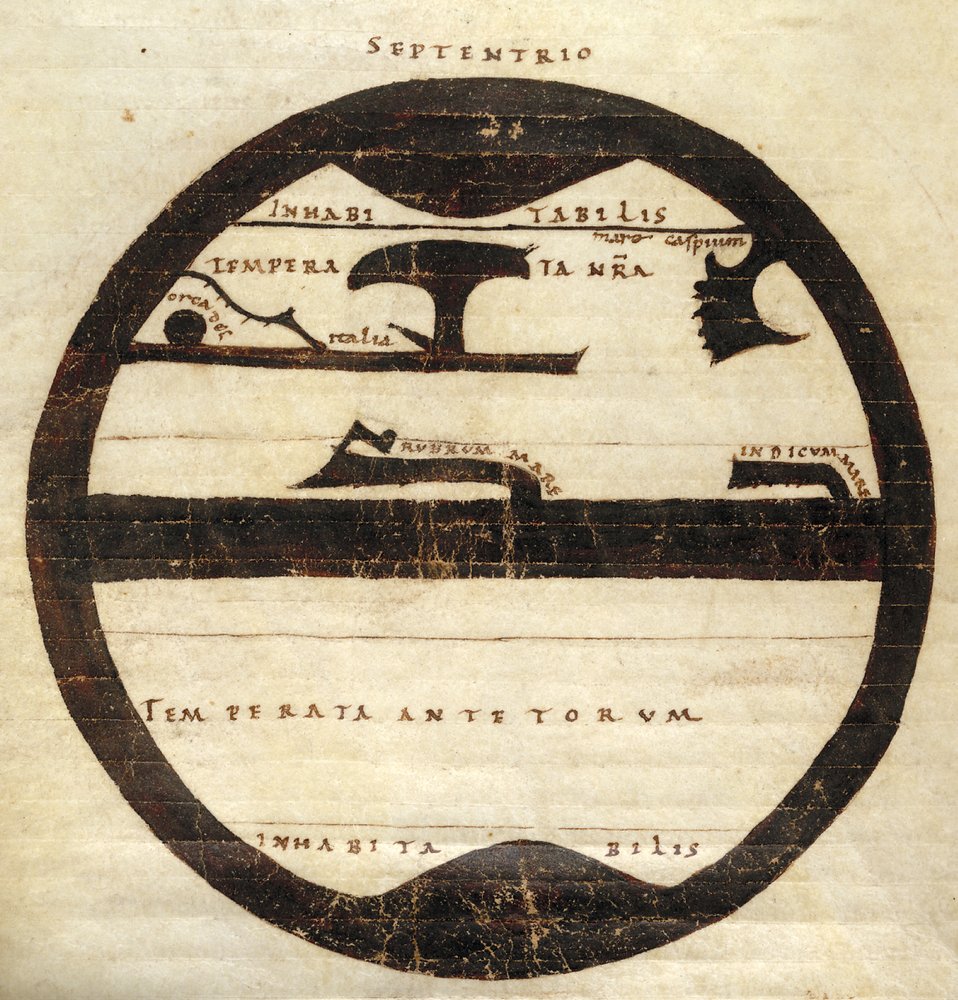 Diagrammatic Zonal World Map, c.1050 (ink & tempera on parchment)