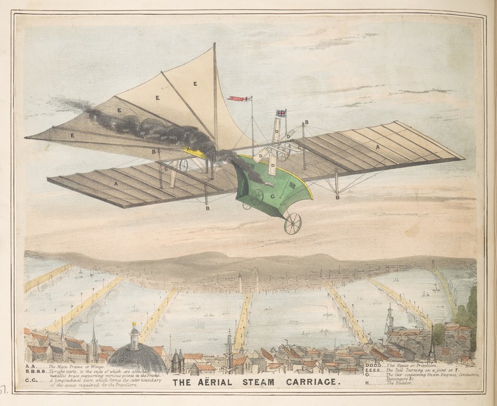 Henson's Aerial Steam Carriage by English School