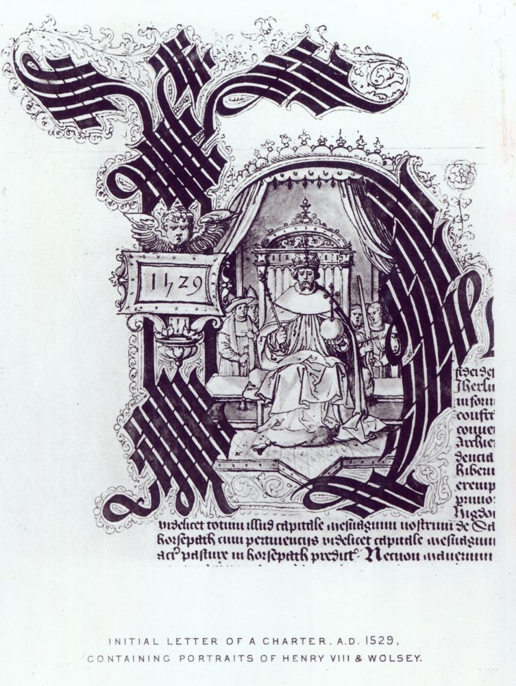 Initial Letter of a Charter Containing Portraits of Henry VIII and ...