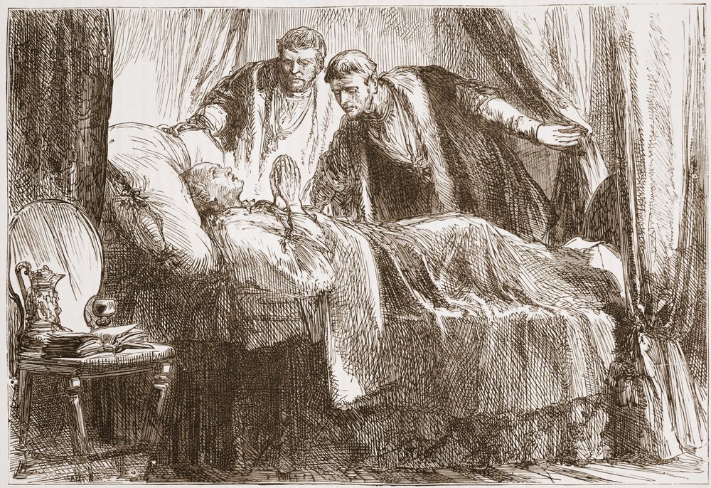 Luther on His Death-Bed by English School: Fine art print