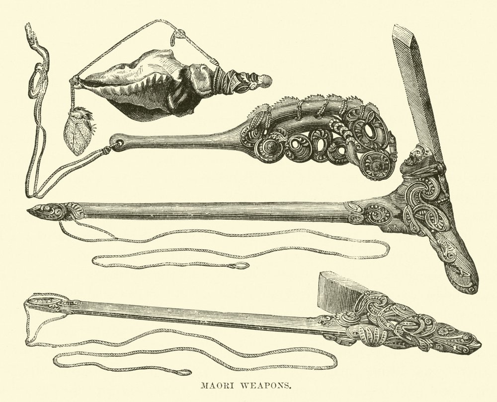 Maori Weapons by English School: Buy fine art print