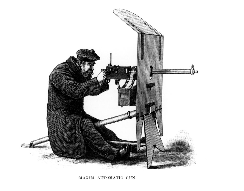 Maxim Automatic Gun, a Recoil-Operated Machine Gun Patented by Hiram ...