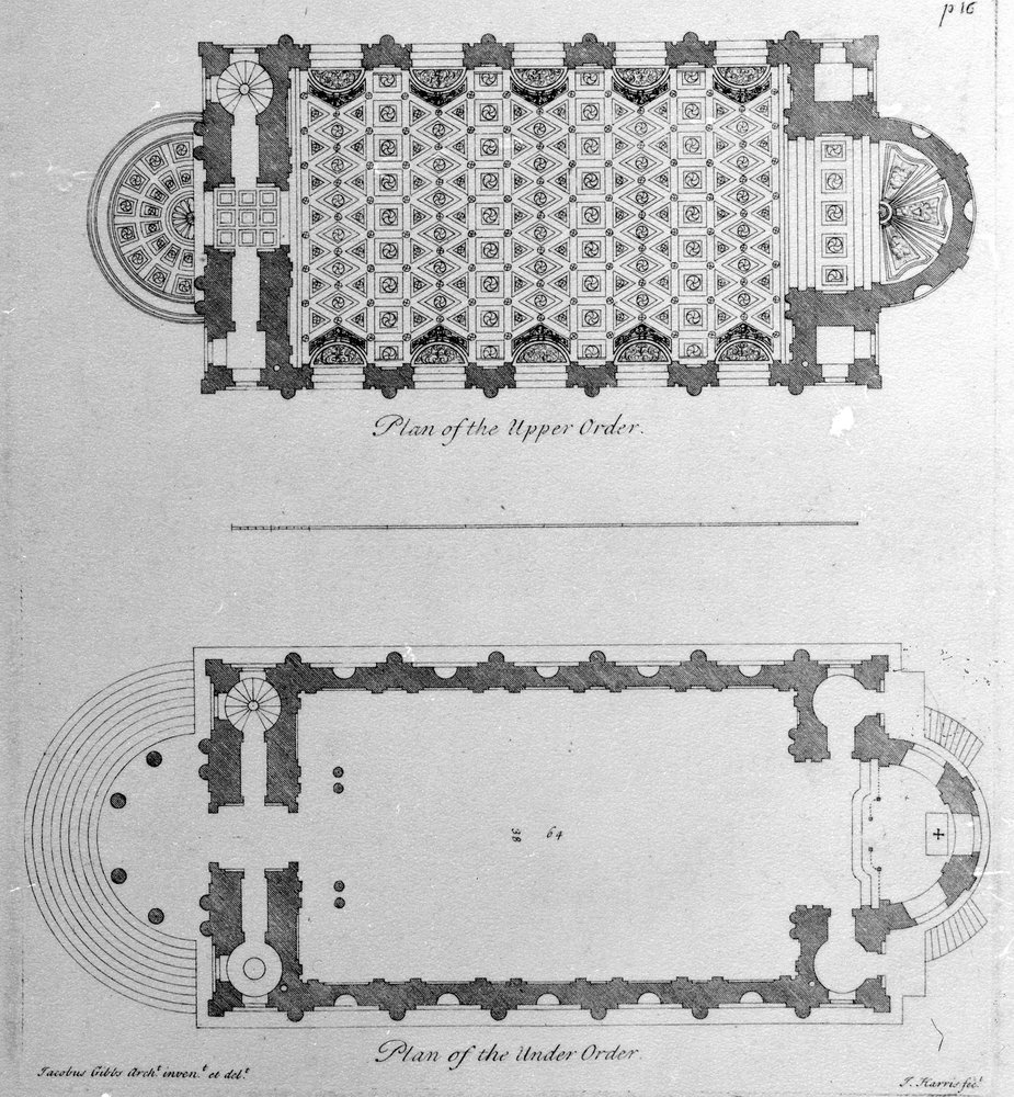 Plan of the Upper and Lower Orders of St. Marys Le Strand, Westminster ...