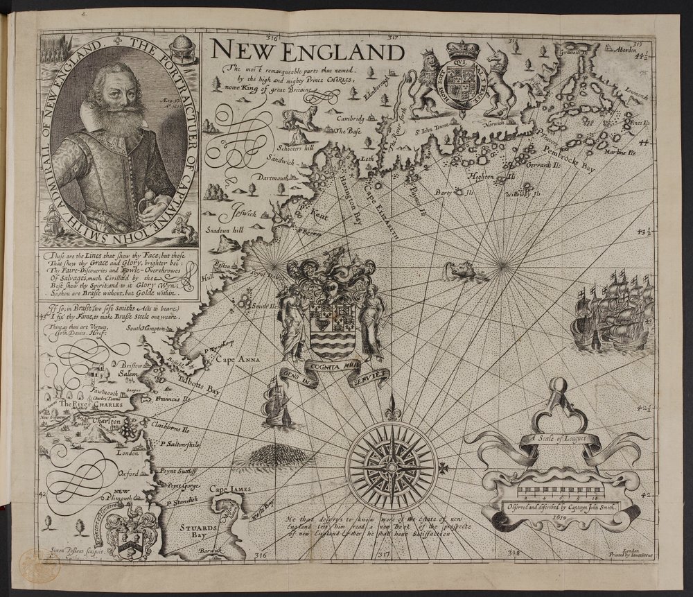 Portrait of Captain John Smith. A picture of the coast of New England ...