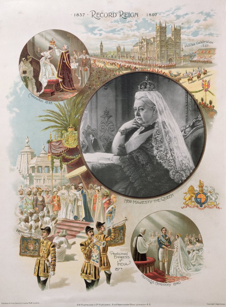 Queen Victoria depicted at the time of her Diamond Jubilee in 1897 ...