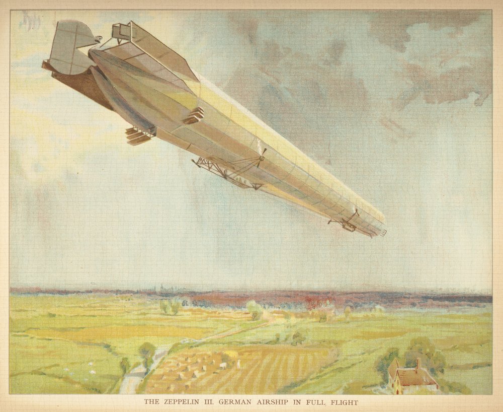 The Zeppelin III. German Airship in Full Flight. Little People's Book ...