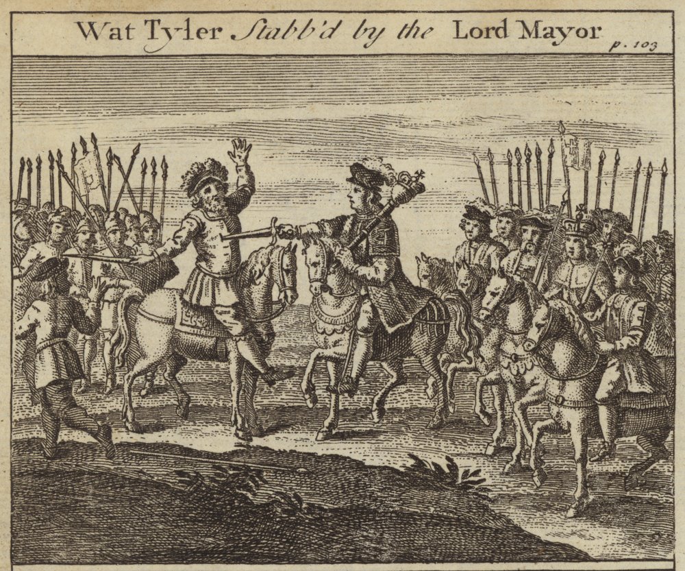 Wat Tyler Stabbed by William Walworth, Lord Mayor of London, Peasants ...
