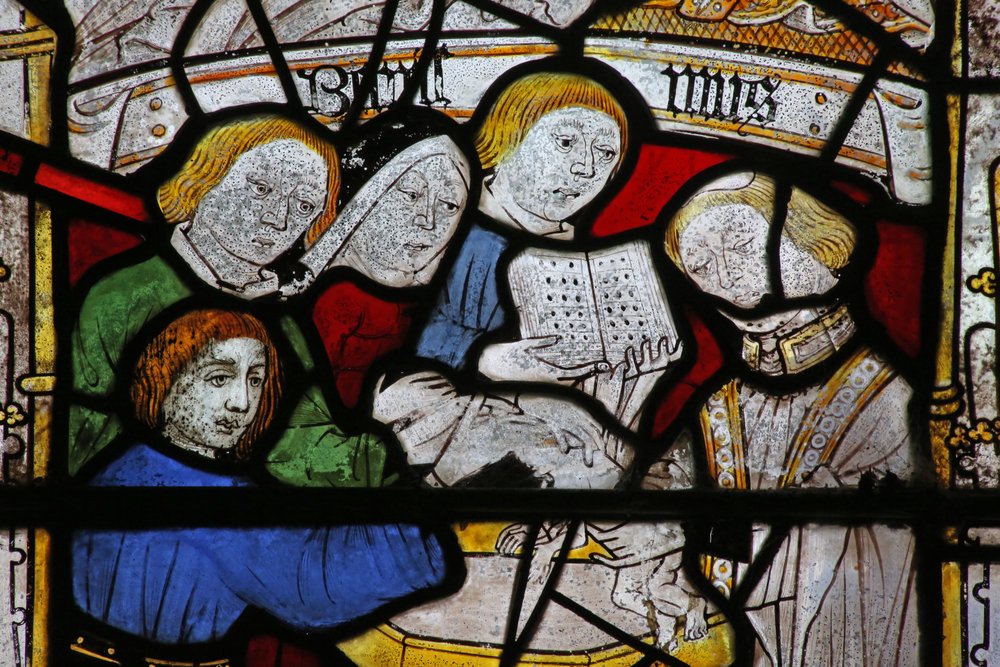 Window depicting the Seven Sacraments: Baptism