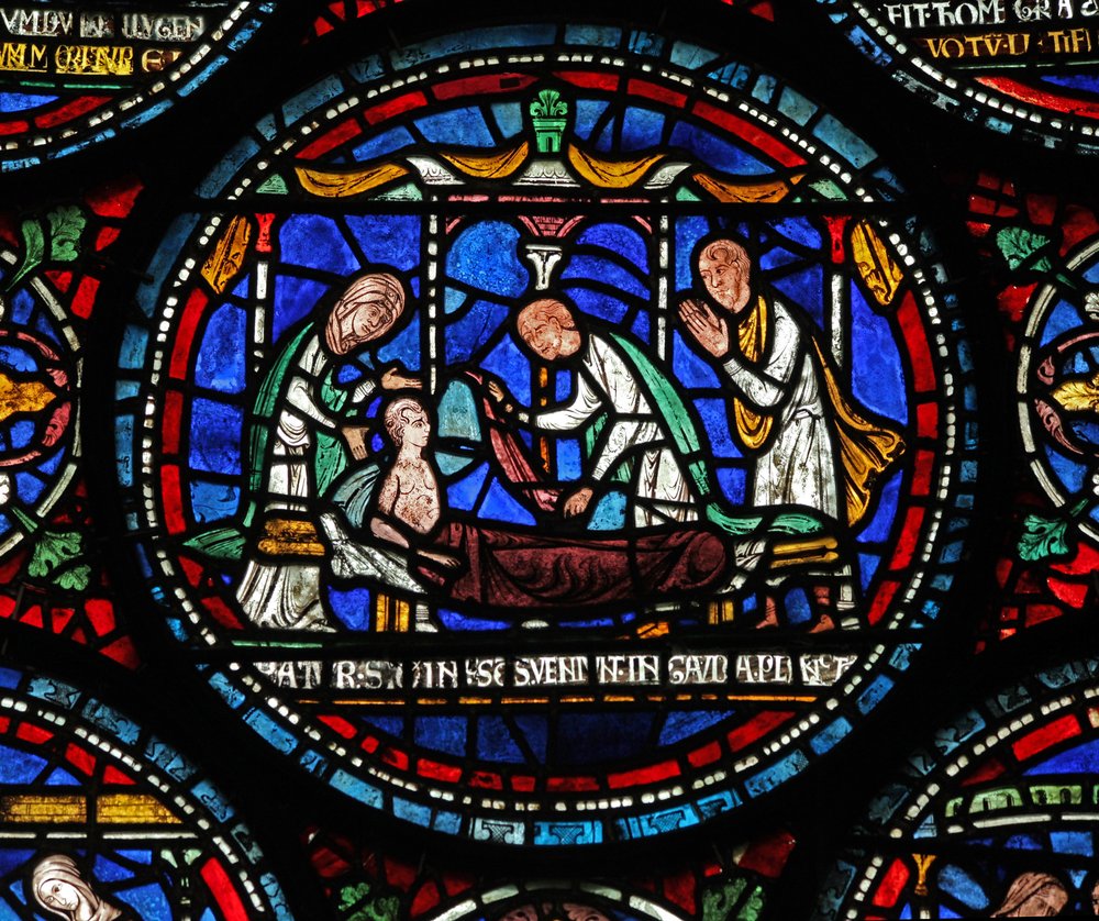 Window 6 depicting a scene from a St Thomas Becket Miracle window ...