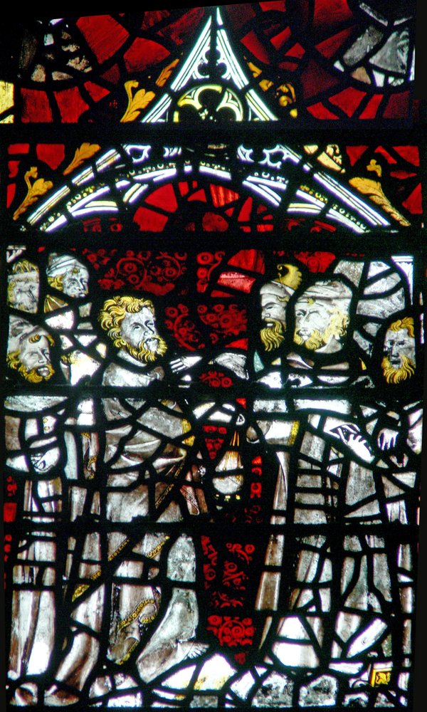 Window depicting Judas receives the silver by English School