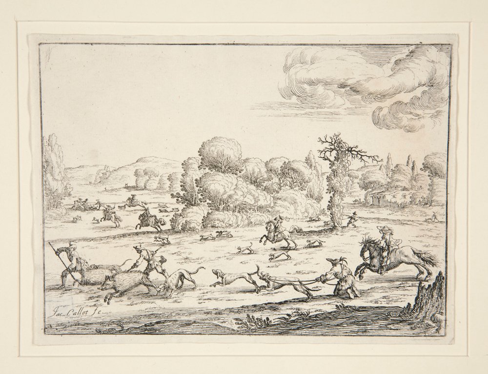 Hunting Scene: Near the Kill (after a design of Jacques Callot 1592-1635)