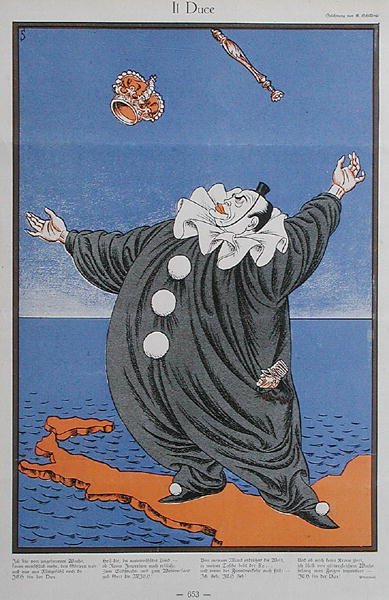 Caricature of Benito Mussolini (1883-1945), from 'Simplicissimus ...