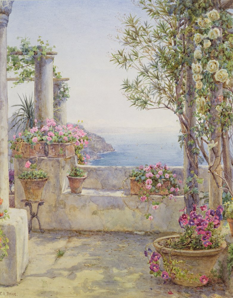 An Italian Balcony by Ernest Arthur Rowe: Fine art print