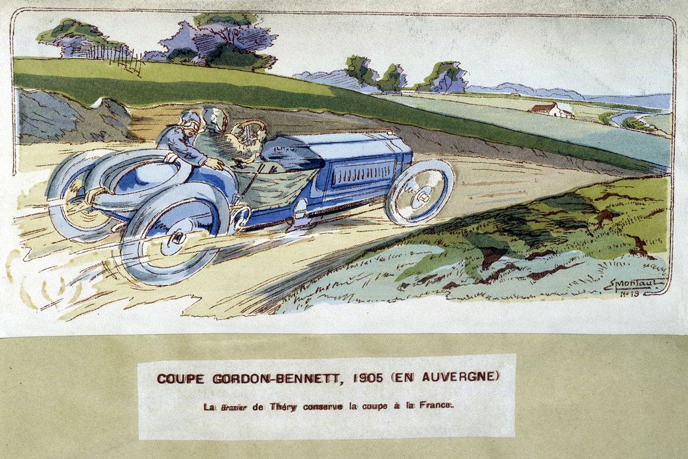 Racing: the Gordon Bennett Cup in 1905 - drawing by Ernest Montaut ...