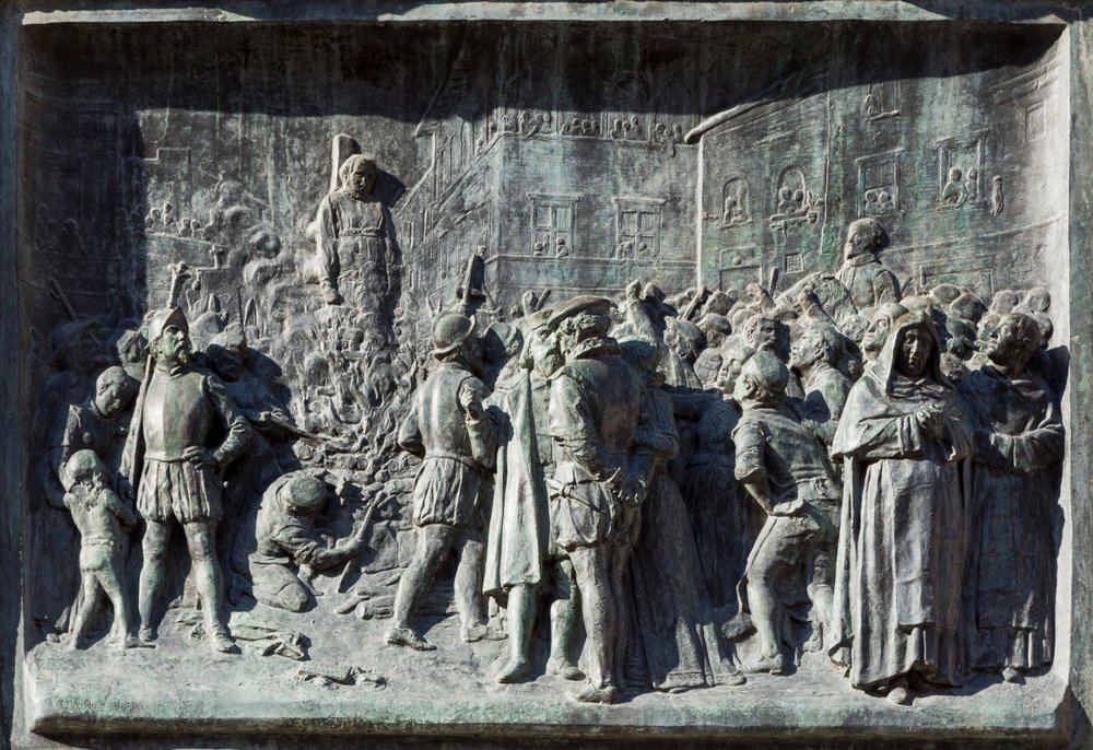 Giordano Bruno burned at the stake, Campo de' Fiori, Rome