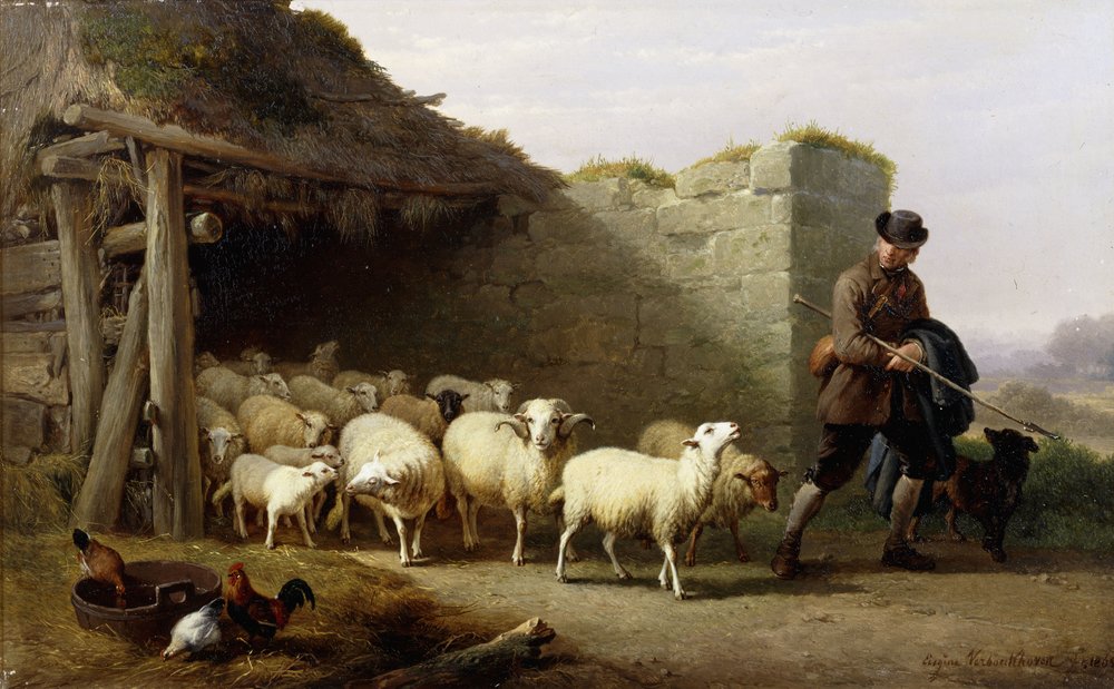 A Shepherd and his Flock by Eugene Joseph Verboeckhoven