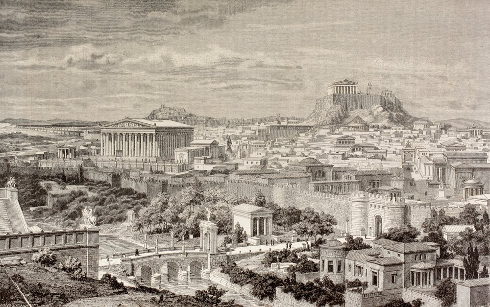 Artist's Impression of Athens, at the Time of the Emperor Hadrian, from ...
