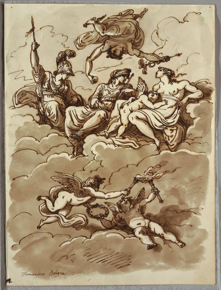 Minerva, Mercury, Juno and Venus on Clouds, Study after Marcantonio ...