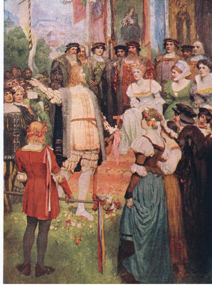 Walter began his song, illustration from The Stories of Wagner's Operas