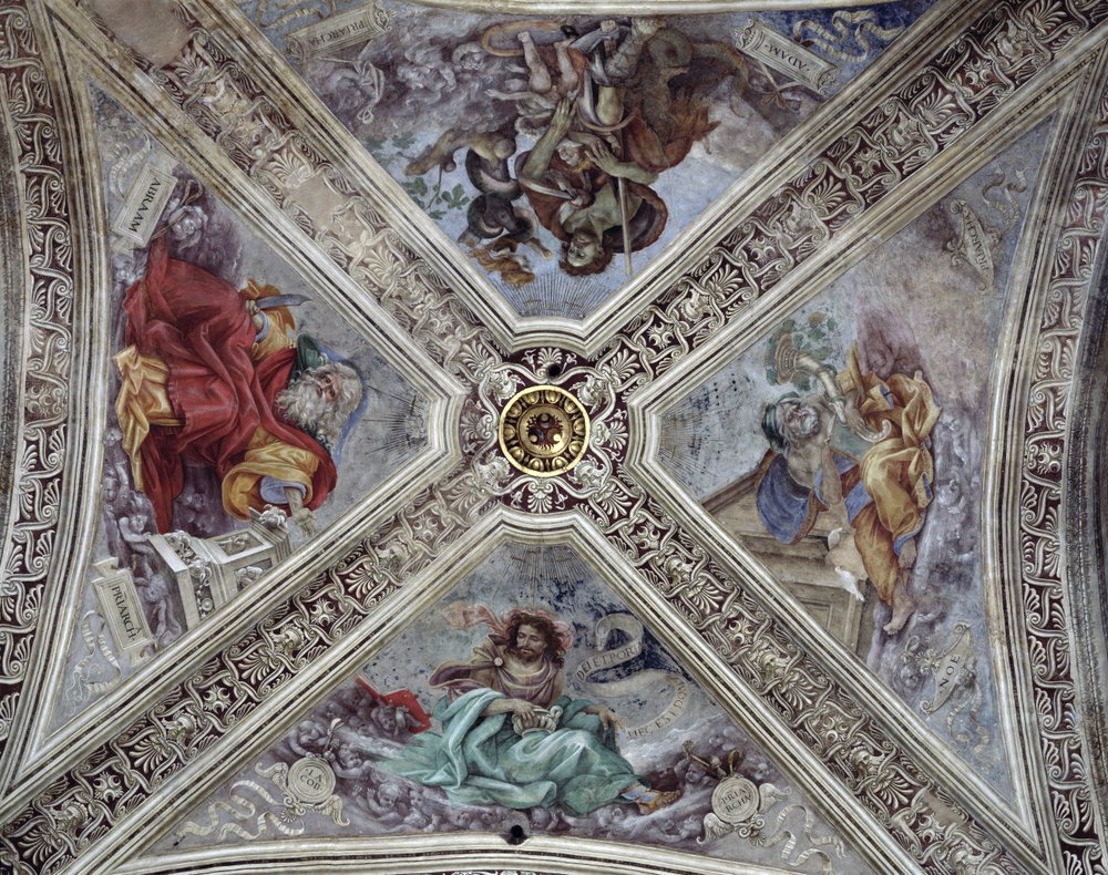 Ceiling in Strozzi Chapel depicting prophets Abraham, Noah, Adam and ...