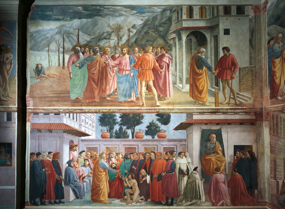The Tribute money, by Tommaso Masaccio, The Raising of the Son of ...