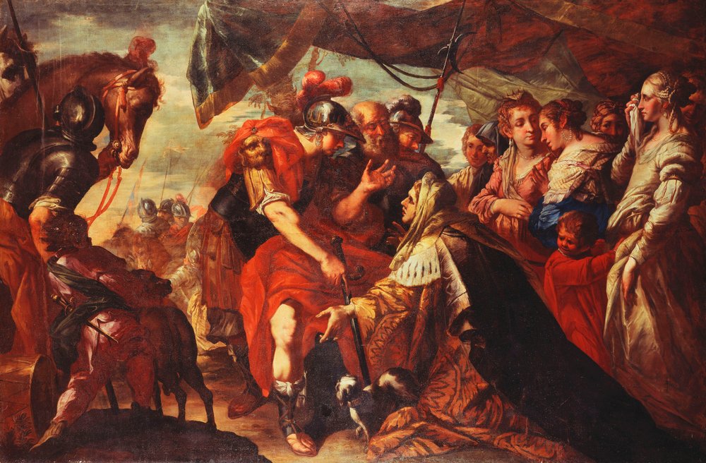 Coriolanus persuaded by his Family to raise the Siege of Rome