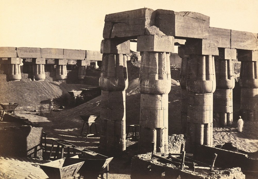 Colonnade of the courtyard of the festival of Amenhotep III in the temple of Luxor, Egypt
