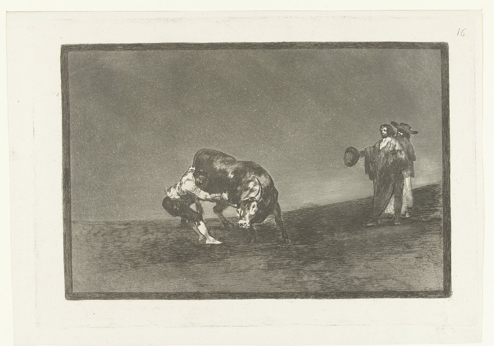 Martincho Grabs a Bull by Its Horn by Francisco de Goya
