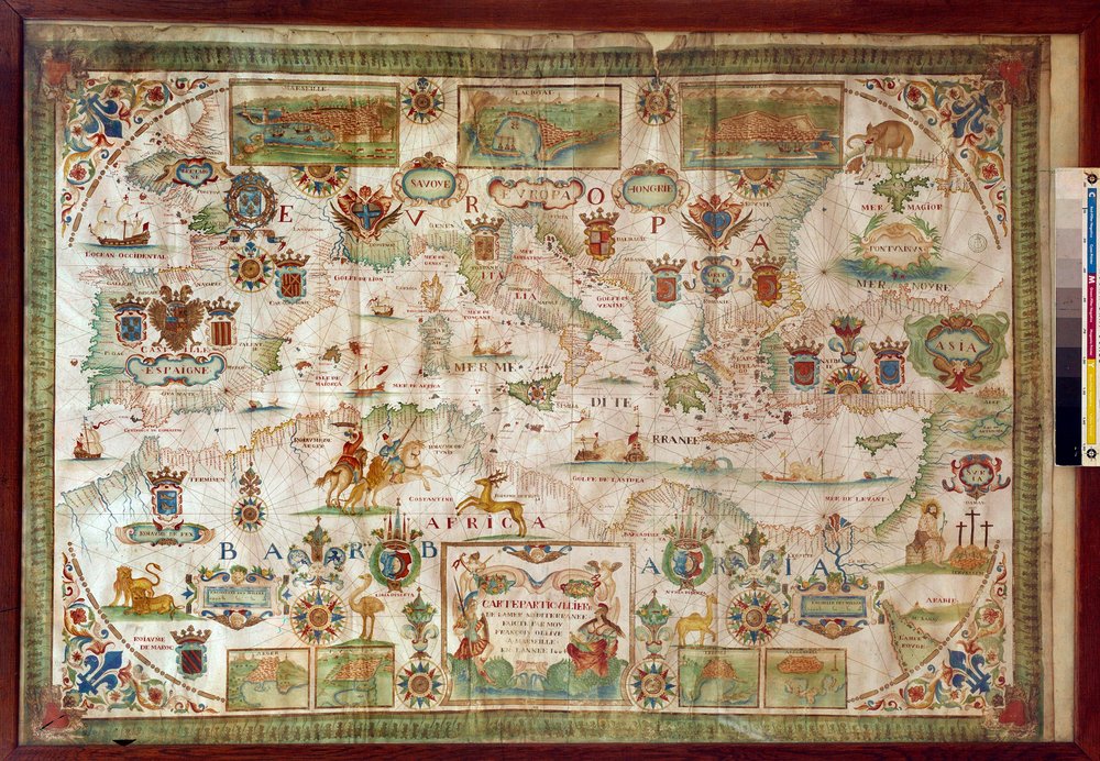 Geographic Map of the Mediterranean Sea by Francois Ollive