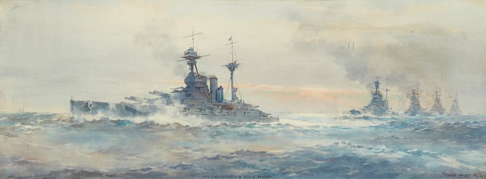 H.M.S. Queen Elizabeth Battle Squadron by Frank Watson Wood