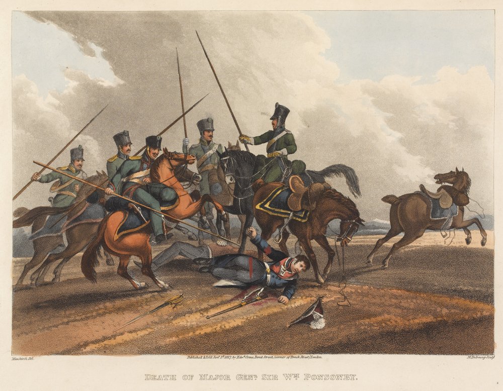 Death of Major General Sir William Ponsonby, engraved by M. Dubourg, 1819