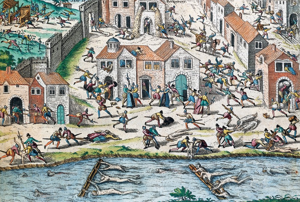 Scene from French Wars of Religion, engraving