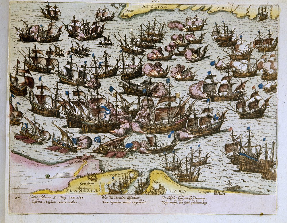 The Defeat of the Invincible Spanish Armada by the English Shores on 08 ...