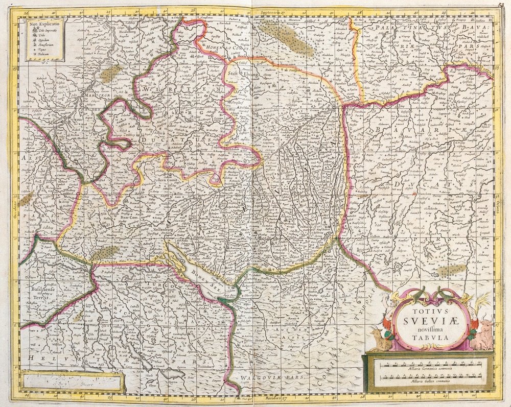 Map of Swabia (Germany) by Frederick de Wit