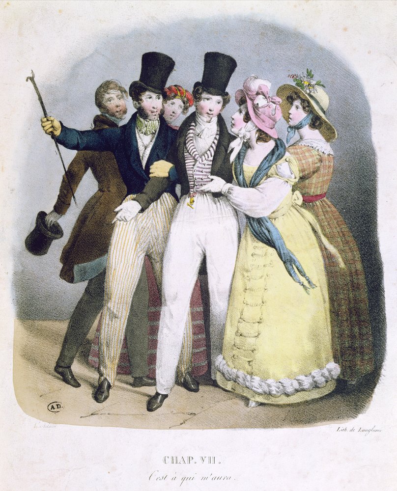 Dandy with Admirers, c.1830 by French School: Fine art print