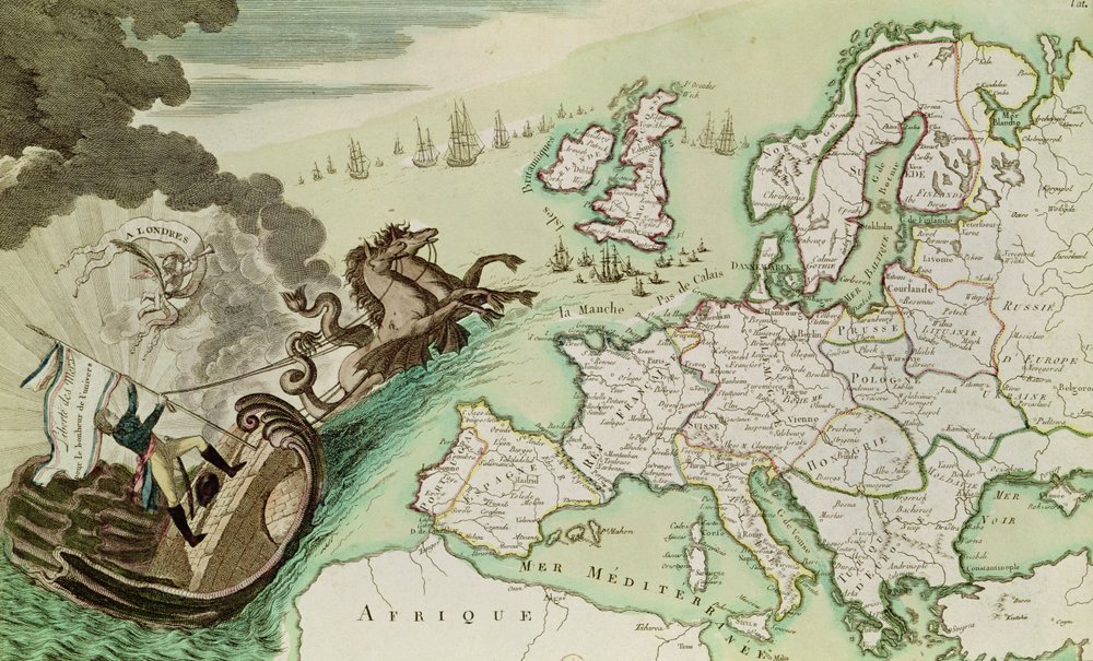 Map illustrating the Naval Attack on England by Napoleon Bonaparte, c ...