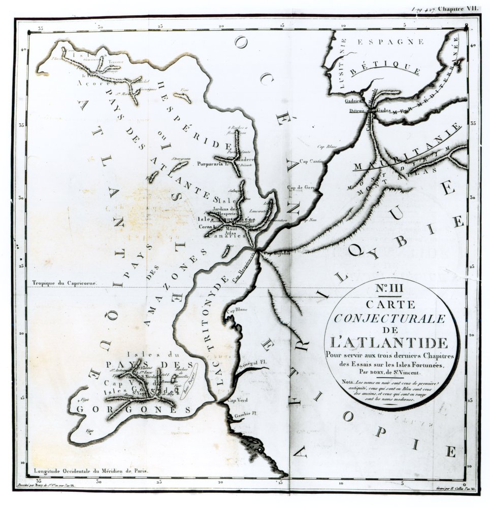 Conjectural Map of the Island of Atlantis by French School