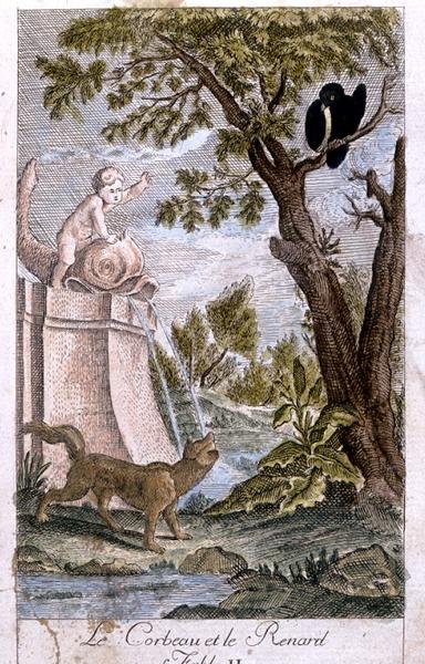 The Crow and the Fox, illustration after the fable by Jean de la ...