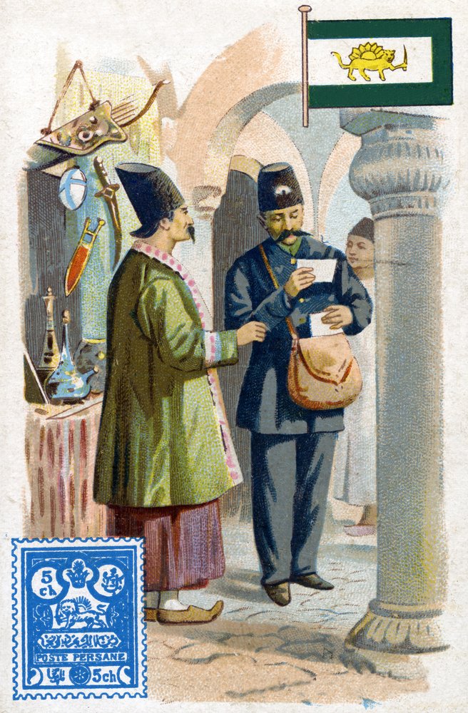 A Postman in Persia delivering mail, late 19th century