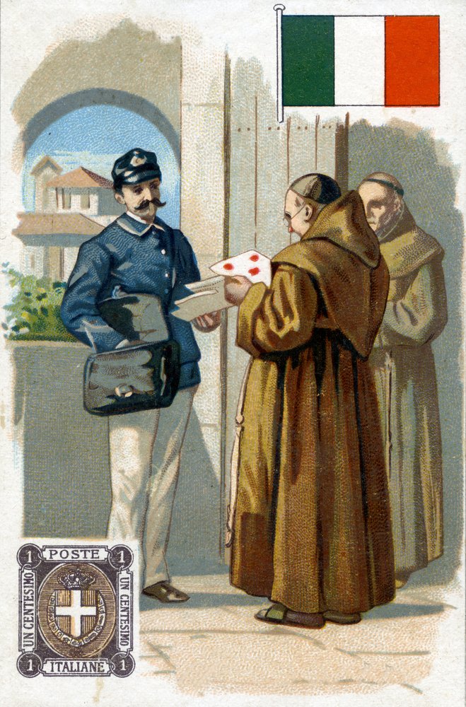 An Italian Postman delivering mail, late 19th century