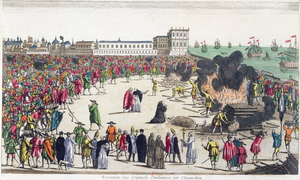 Auto da Fe in Lisbon, mid 18th century by French School